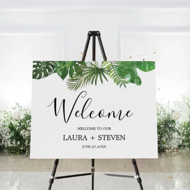 Elegant eucalyptus greenery Wedding Welcome sign | Zazzle