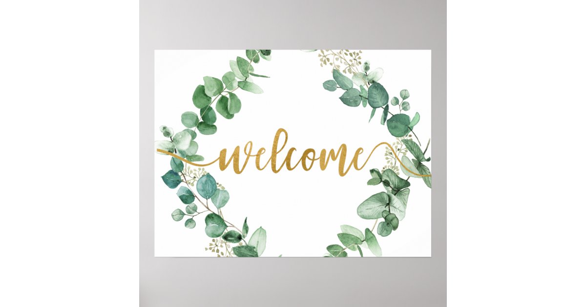 Elegant Eucalyptus Greenery Welcome Sign | Zazzle