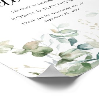 Elegant Eucalyptus Greenery Welcome Sign | Zazzle