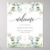 Elegant Eucalyptus Greenery Welcome Sign | Zazzle