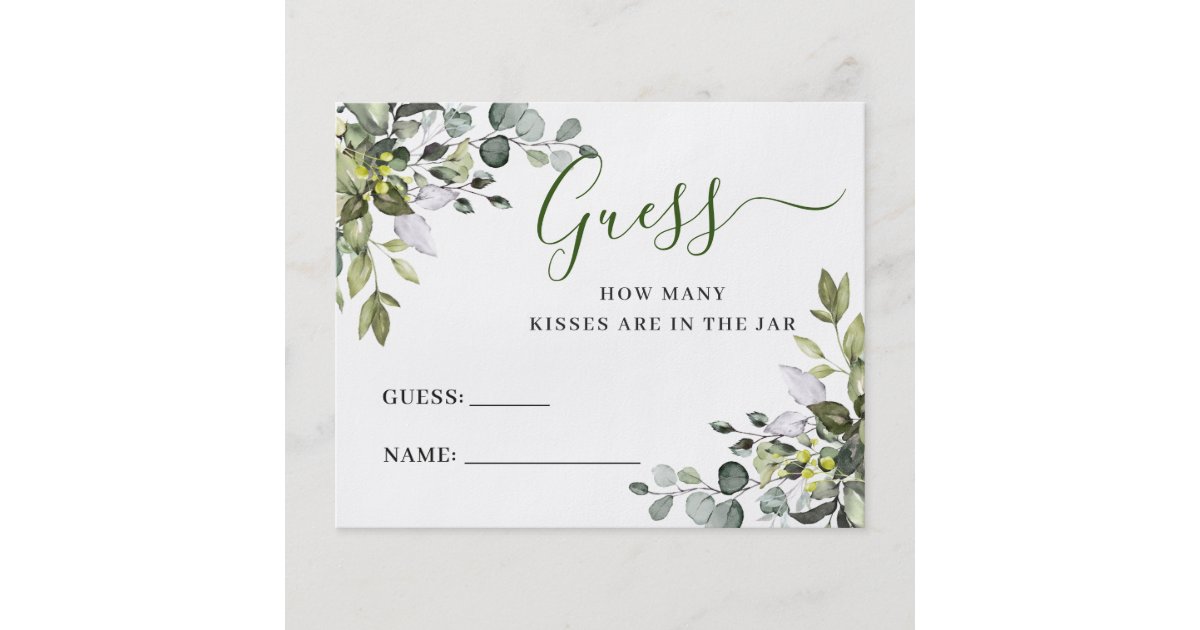 Elegant Eucalyptus Guess How Many Game Card Flyer | Zazzle