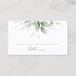 Elegant Eucalyptus Leaves Greenery Gold Wedding Place Card | Zazzle