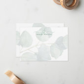 Elegant Eucalyptus Script Monogram Note Card | Zazzle
