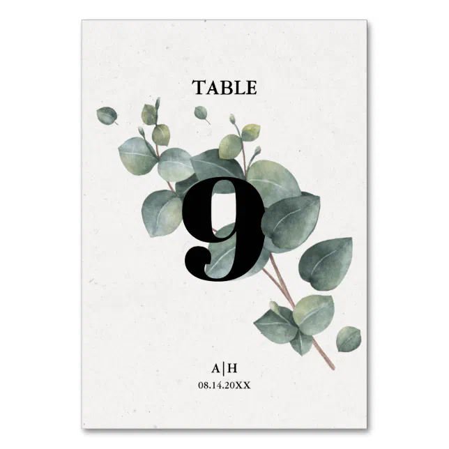 Elegant Eucalyptus Table Number Card | Zazzle