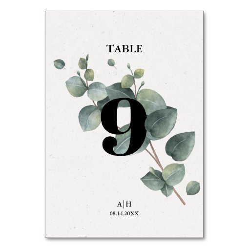 Elegant Eucalyptus Table Number Card | Zazzle