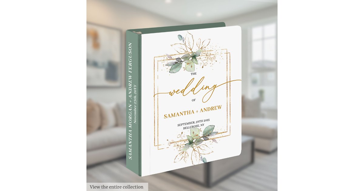 Elegant Eucalyptus Wedding Keepsake Ring Binder | Zazzle