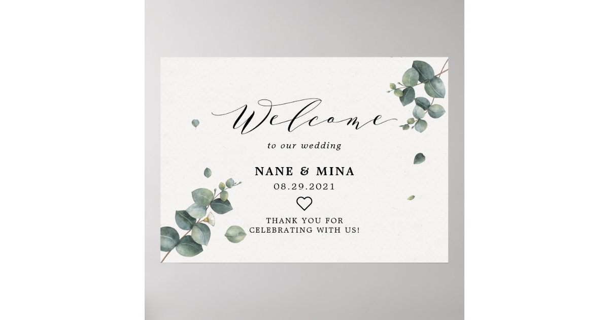 Elegant Eucalyptus Welcome Wedding Sign | Zazzle