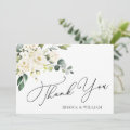 Elegant Eucalyptus White Roses Floral Thank You Card | Zazzle