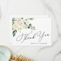 Elegant Eucalyptus White Roses Floral Thank You Card | Zazzle