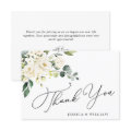 Elegant Eucalyptus White Roses Floral Thank You Card | Zazzle
