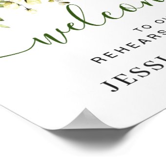 Elegant Eucalyptus White Roses REHEARSAL DINNER Po Poster | Zazzle