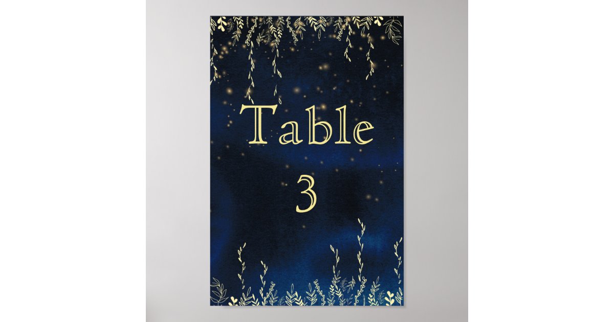 Elegant Evening Table Number Poster | Zazzle