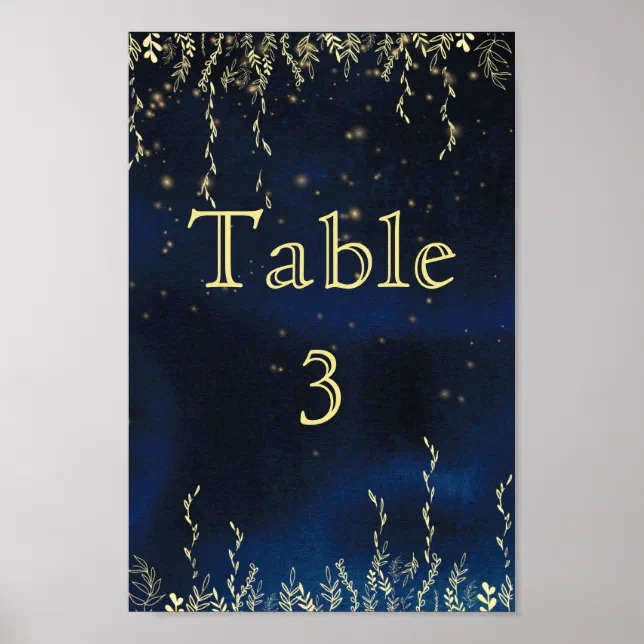 Elegant Evening Table Number Poster | Zazzle