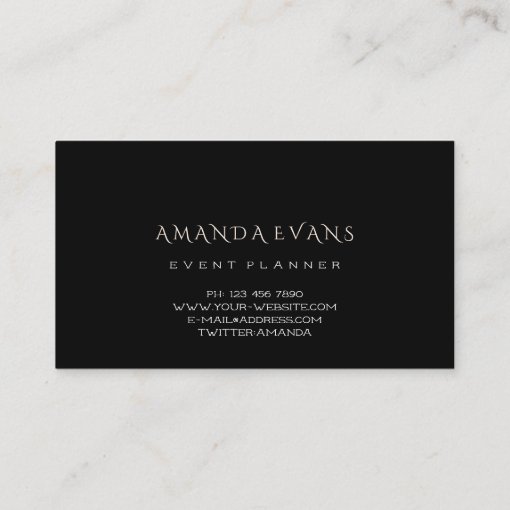 Elegant Event Planner Black Framed Golden Lights Business Card | Zazzle