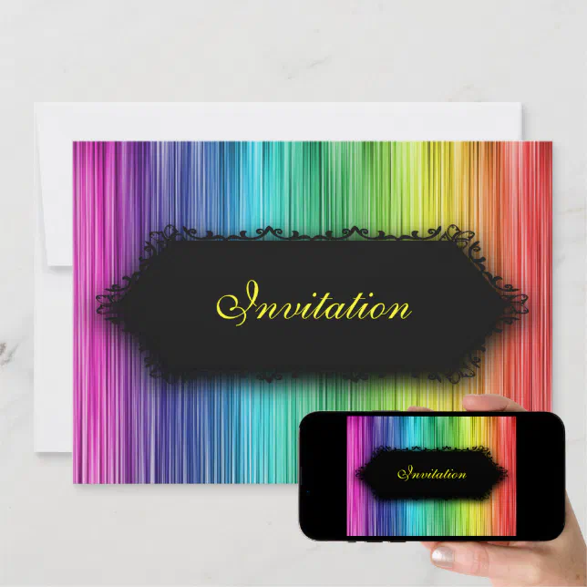 Elegant Events Black Rainbow Curtain Invitation | Zazzle