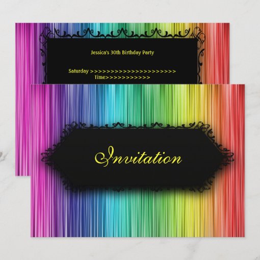 Elegant Events Black Rainbow Curtain Invitation | Zazzle