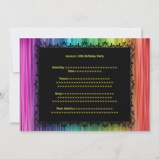 Elegant Events Black Rainbow Curtain Invitation | Zazzle