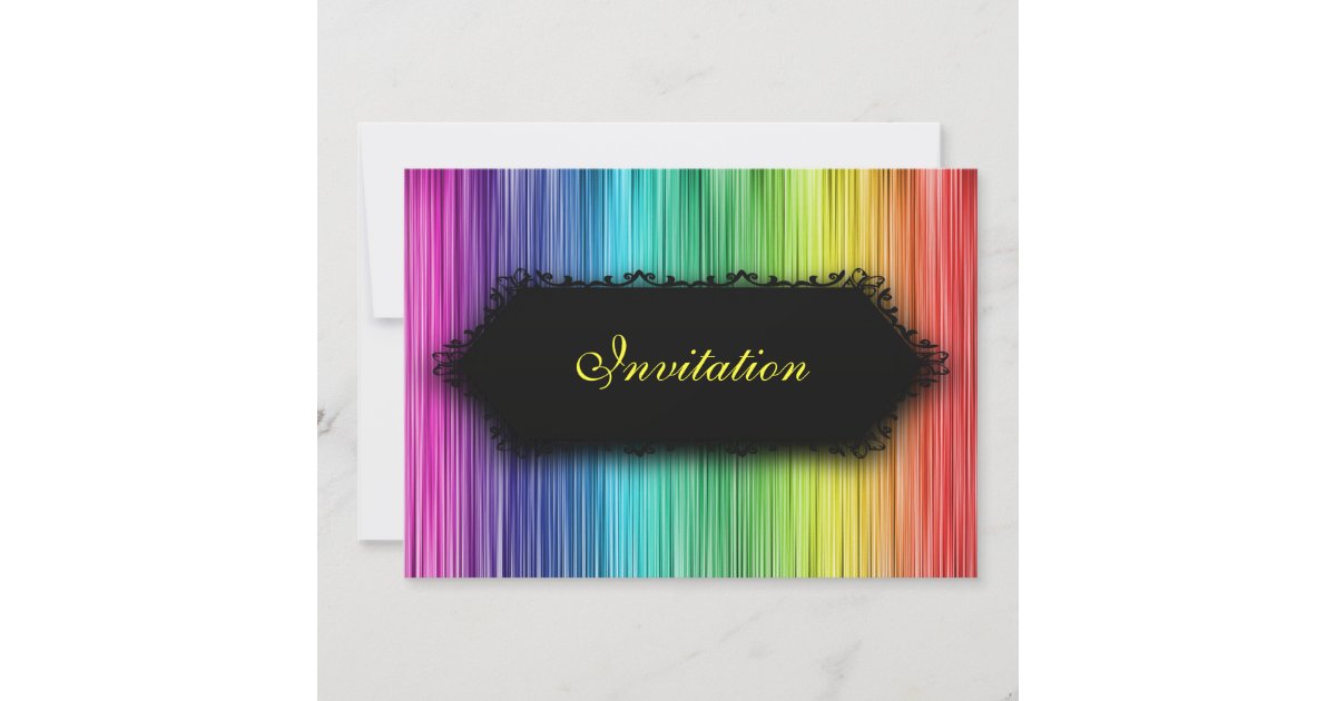 Elegant Events Black Rainbow Curtain Invitation | Zazzle