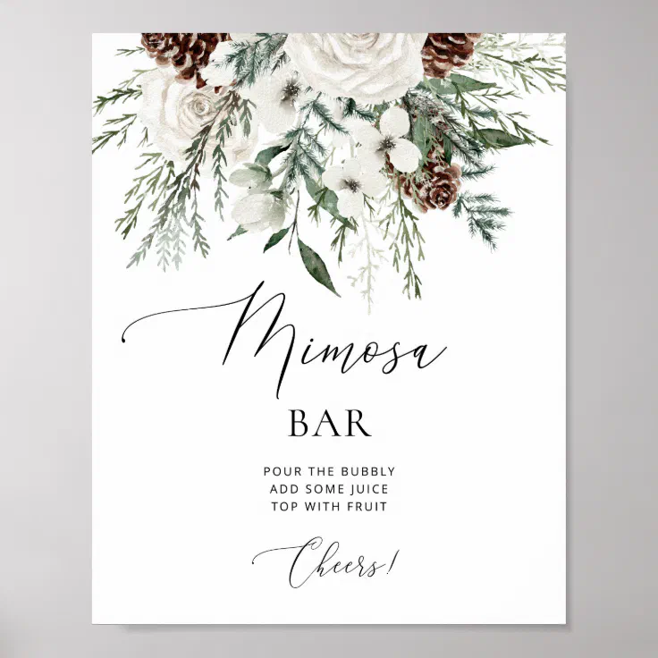 Elegant evergreen winter Mimosa bar Poster | Zazzle