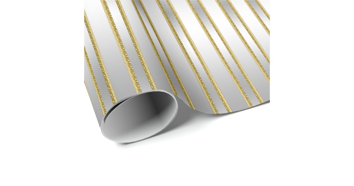 Elegant Exquisite Silver on Silver Stripes Wrapping Paper | Zazzle