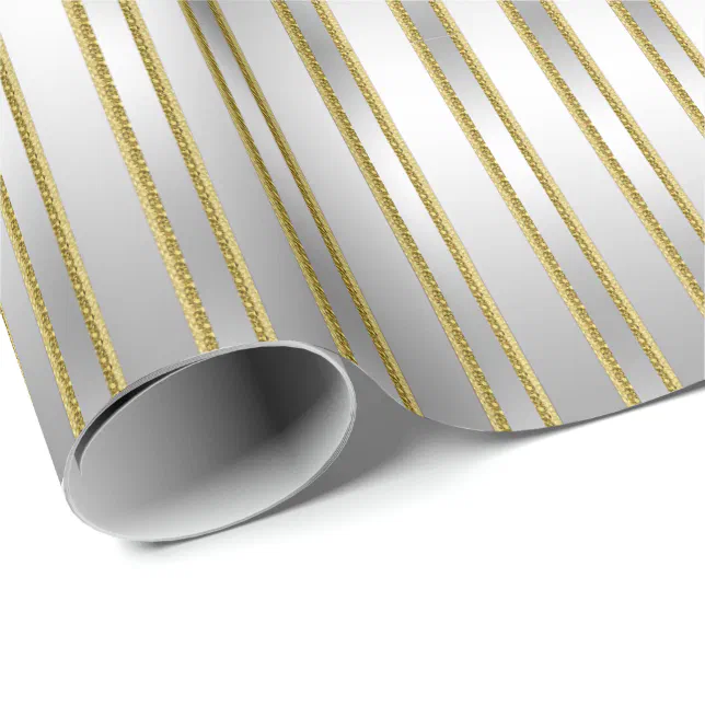 Elegant Exquisite Silver on Silver Stripes Wrapping Paper | Zazzle