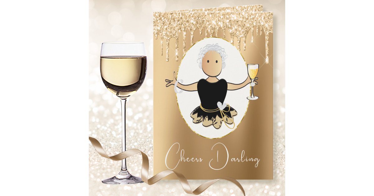 Elegant Fabulous Black Gold Mature Lady Birthday Card | Zazzle
