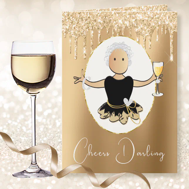 Elegant Fabulous Black Gold Mature Lady Birthday Card | Zazzle