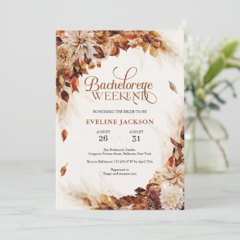 Elegant fall and autumn copper floral Bachelorette Invitation | Zazzle