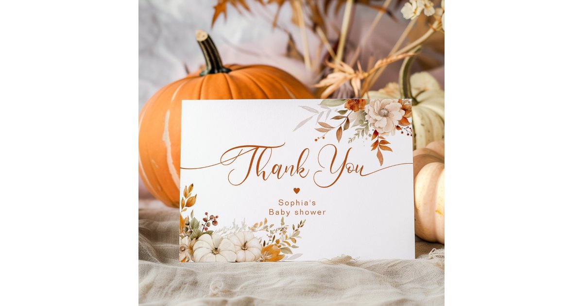Elegant fall baby shower thank you card | Zazzle