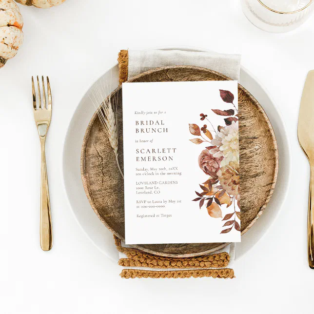 Elegant Fall Bridal Brunch Invitation | Zazzle