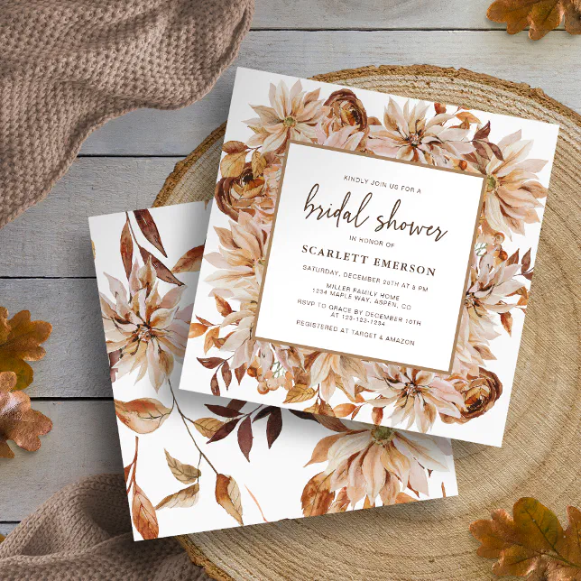 Elegant Fall Bridal Shower Invitation | Zazzle