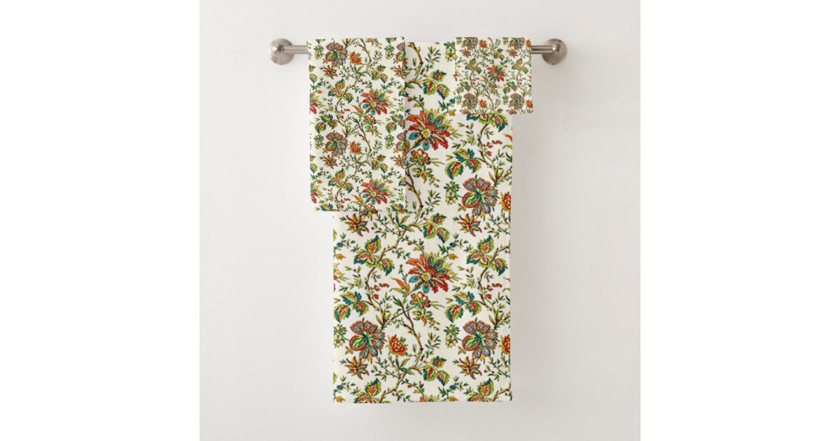 Elegant fall floral pattern bath towel set | Zazzle