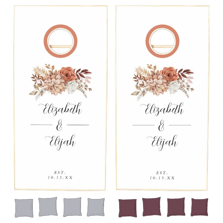 Elegant Fall Floral Wedding Cornhole Set | Zazzle