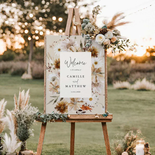 Elegant Fall Floral Wedding Welcome Sign | Zazzle
