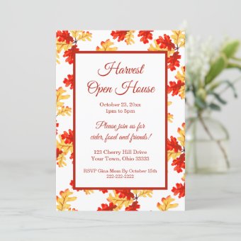 Elegant Fall Foliage Harvest Leaves Open House Invitation | Zazzle