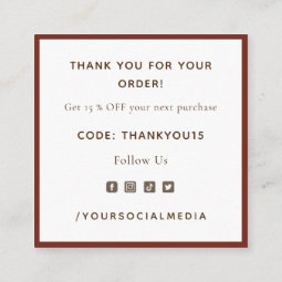 Elegant Fall Leaf Thank You Customer Appreciation Square Business Card ...