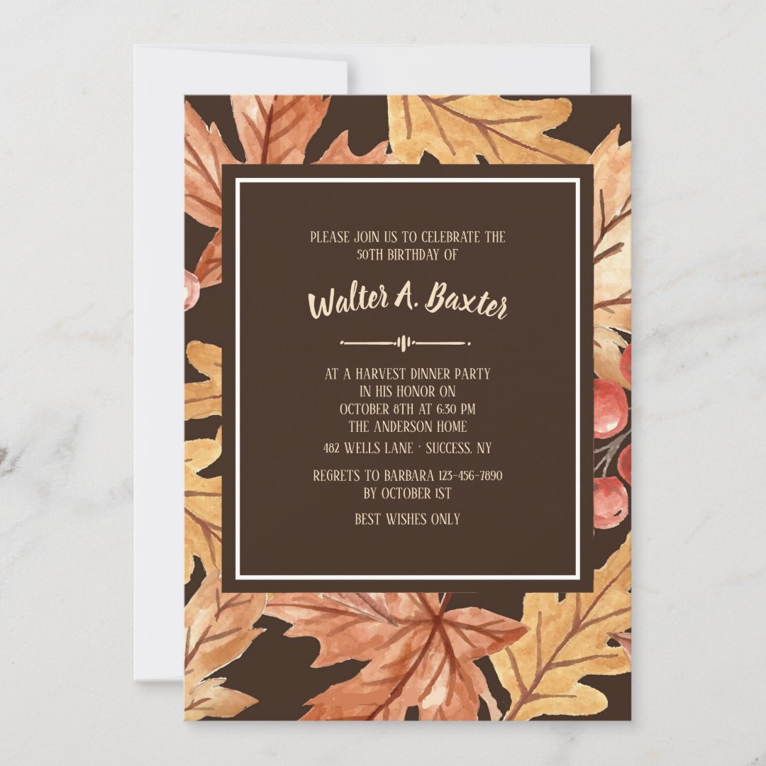 Elegant Fall Leaves Invitation | Zazzle