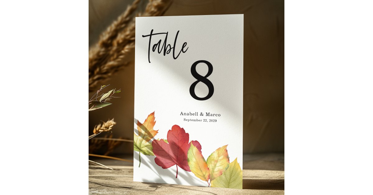 Elegant Fall Leaves Scripture Table card | Zazzle