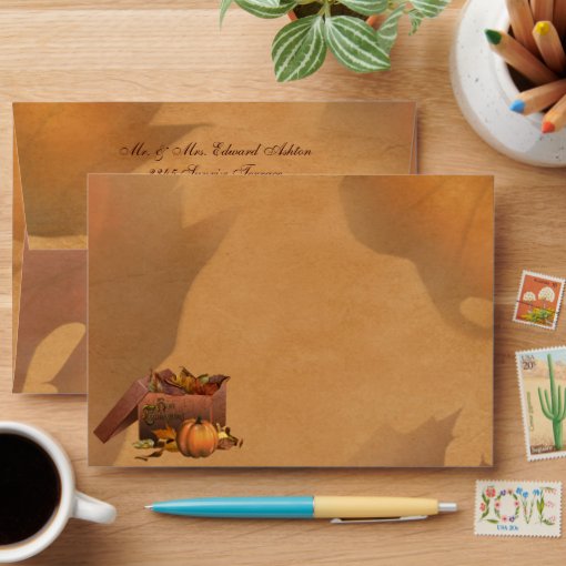 Elegant Fall Leaves Thanksgiving Envelopes | Zazzle