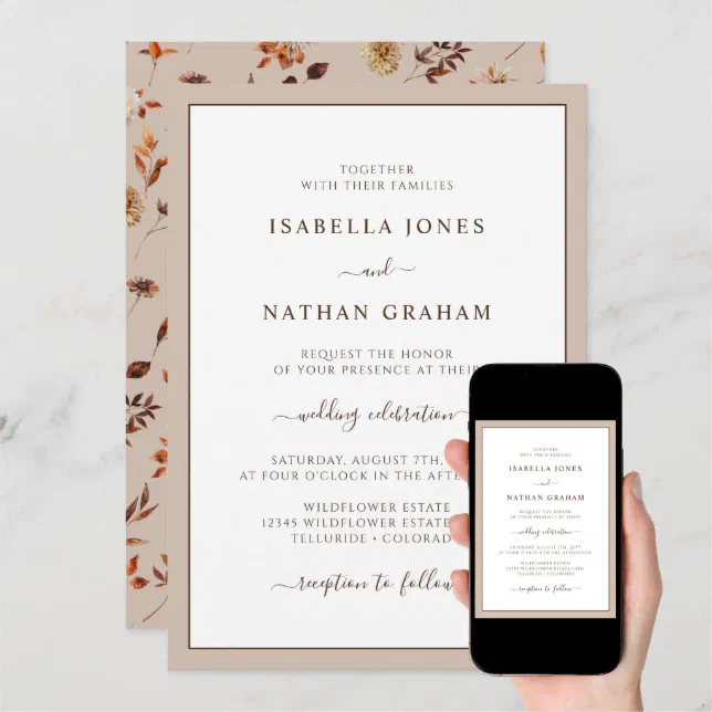 Elegant Fall Leaves Wedding Invitation | Zazzle