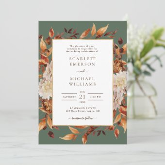 Elegant Fall Leaves Wedding Invitation | Zazzle