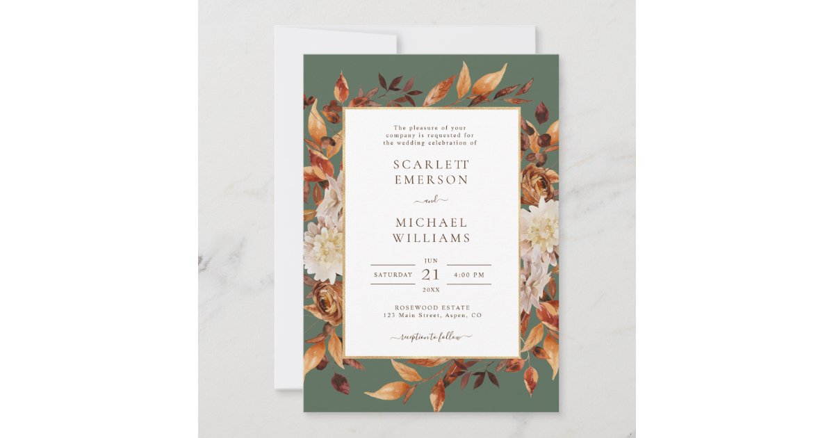 Elegant Fall Leaves Wedding Invitation | Zazzle