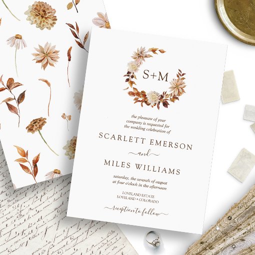 Elegant Fall Leaves Wedding Invitation | Zazzle
