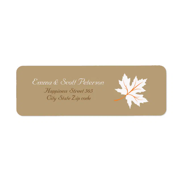 Elegant Fall Maple Leaf Return Address Label | Zazzle