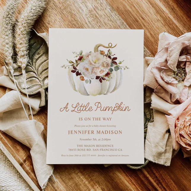 Elegant Fall Pumpkin Baby Shower Invitation | Zazzle