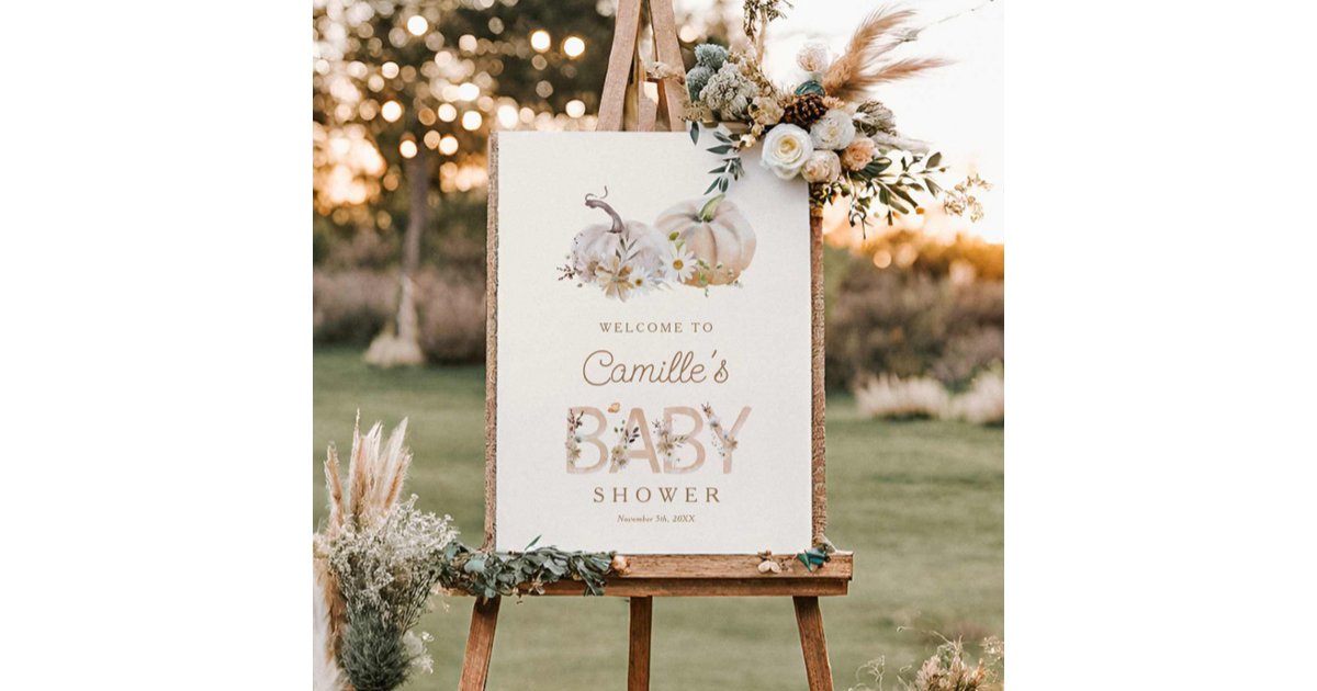 Elegant Fall Pumpkin Baby Shower Welcome Foam Board | Zazzle