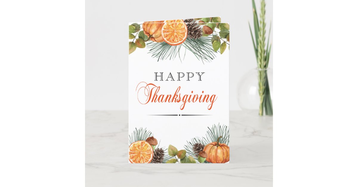 Elegant Fall Pumpkin Happy Thanksgiving Holiday Card | Zazzle