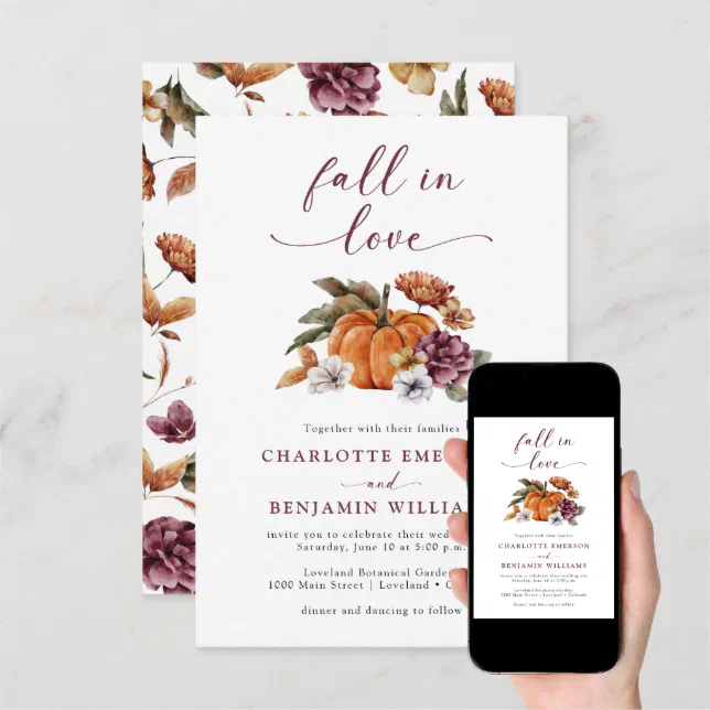 Elegant Fall Wedding Invitation | Zazzle