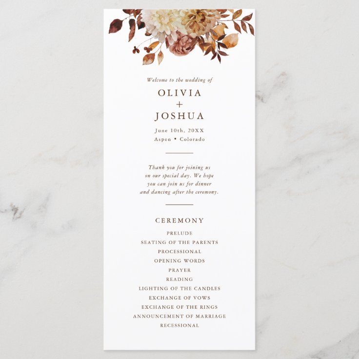 Elegant Fall Wedding Program | Zazzle