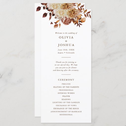 Elegant Fall Wedding Program | Zazzle